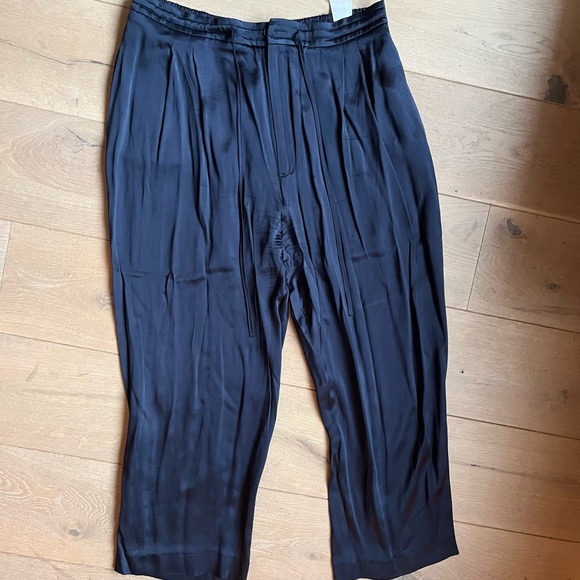 Zara | Pants & Jumpsuits | Zara Silk Blue Capris Pants | Poshmark